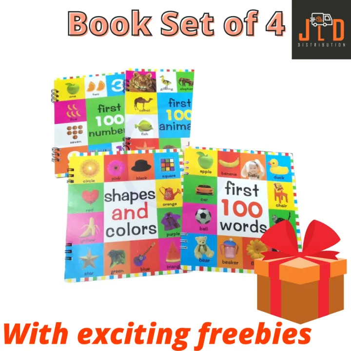 Book Set 4 Pcs First 100 Words Colors Alphabet Numbers Shapes and ...