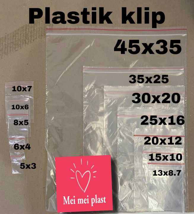 PLASTIK KLIP/KLIP OBAT/KLIP KACANG/DOKUMEN UKURAN 35X25 ISI 100 PCS ...