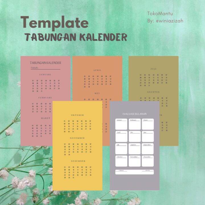 Kertas Isian Binder Tabungan Kalender Binder A 6 Tabungan Target ...