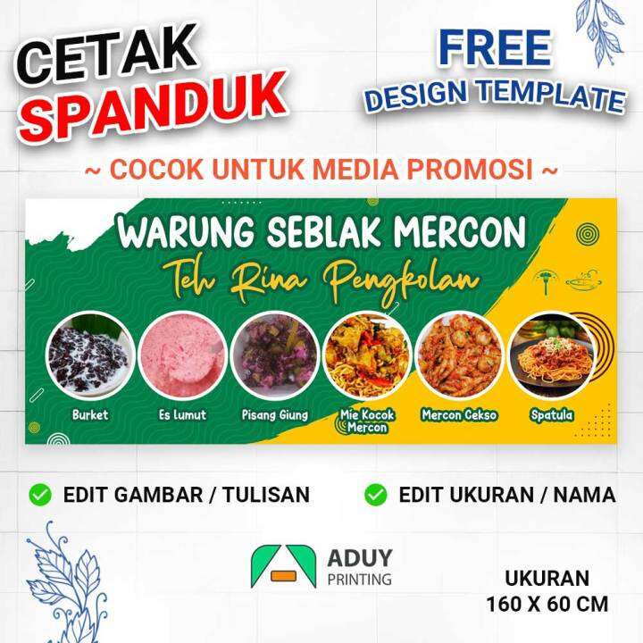 Cetak Spanduk Banner Warung Seblak Mercon Ukuran 160x60 Bisa Kustom ...