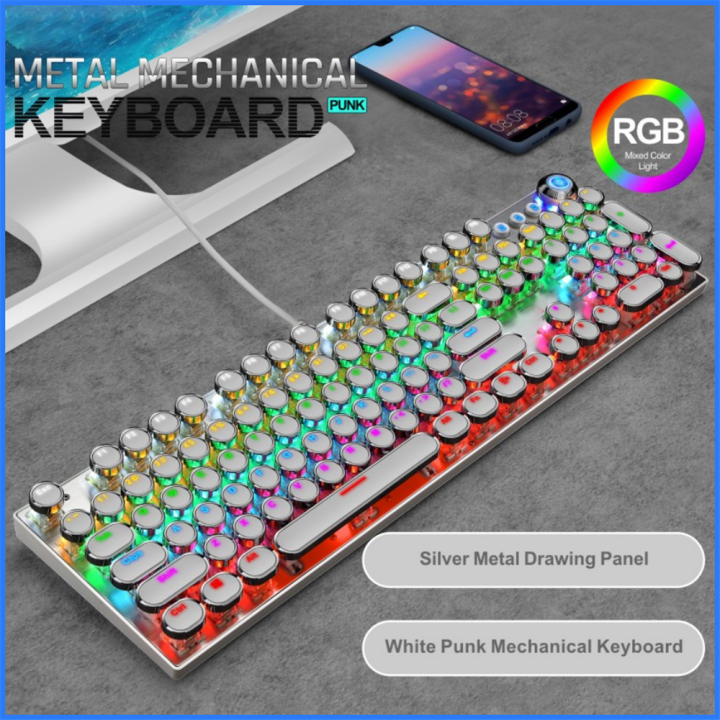 2023 RGB 104 Key Real Mechanical Colorful Keyboard Metal Gaming ...