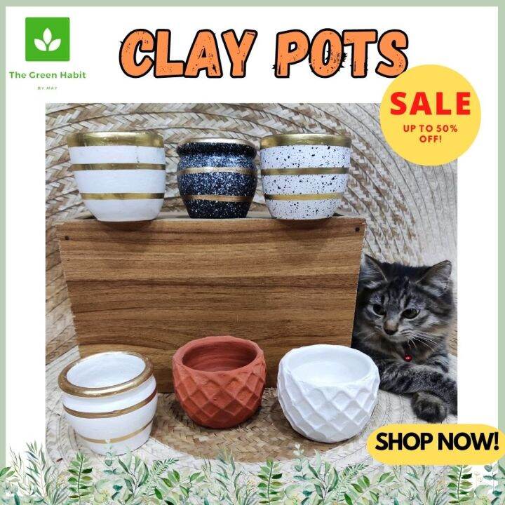 TGH Minimalist Design Small Clay Pots for indoor plants Pots for cactus ...