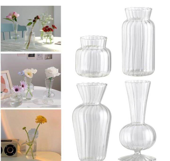 Transparent Flower Vases Tall Thickened Crystal Glass Hydroponics ...