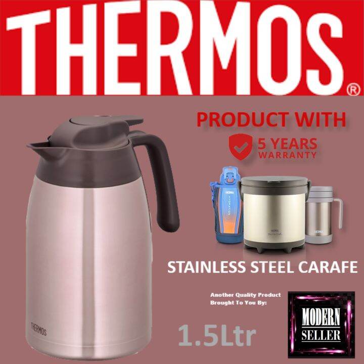 THERMOS THV-2001 (SBW) 2.0L STAINLESS STEEL CARAFE/ FLASK AIR PANAS & SEJUK/ TEKO AIR PANAS ...