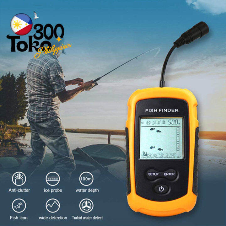 300TOKO Fish School Detection Ultrasonic Wired Fish Finder Radar Fish ...