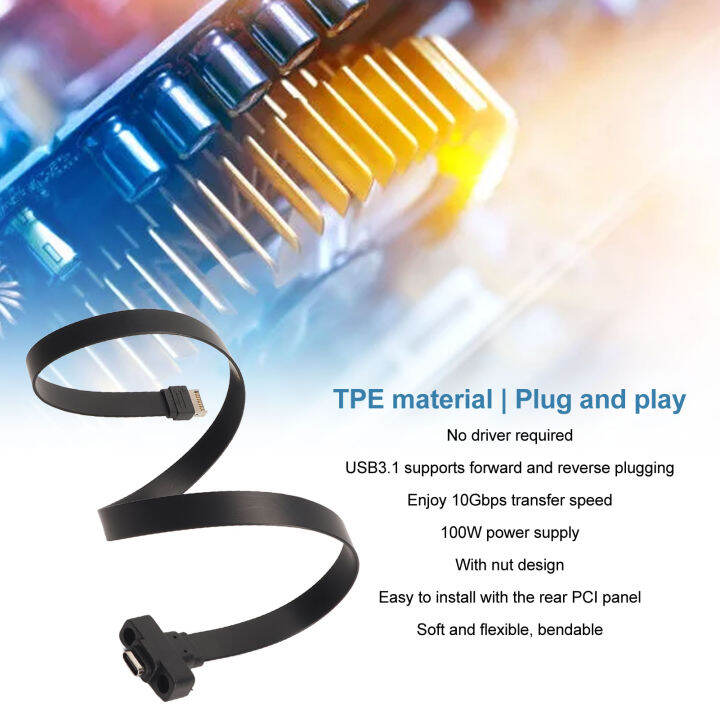 USB 3.1 Type C Front Panel Header Extension Cable Type E To Type C ...