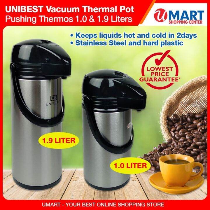 UNIBEST UB316 Vacuum Thermal Pot Insulation Pushing Thermos 1.0L / 1.9L ...