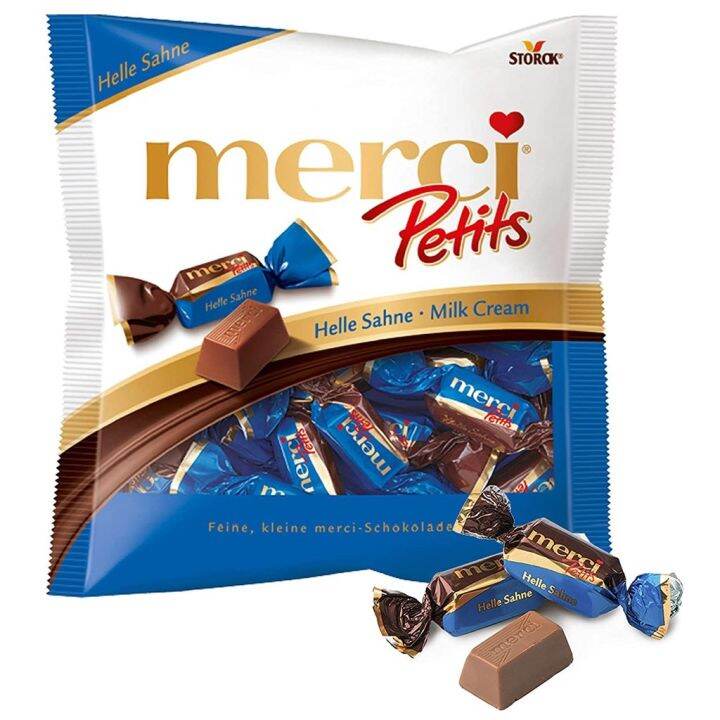 Happy moment with us 🔹 Merci Petits Fine Milk Chocolate 125 g.ช็อกโกแลต ...