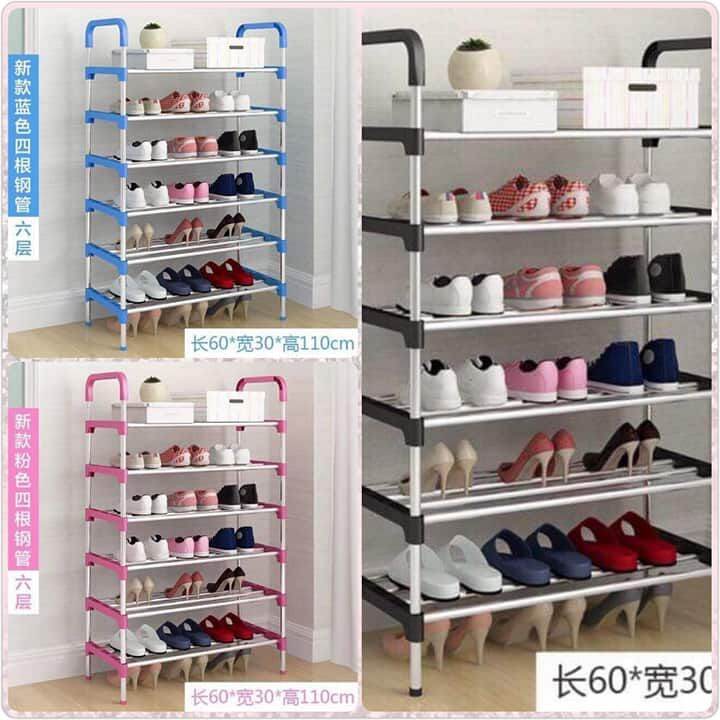 JS119 6 Layer Shoe Rack Stainless steel Stackable Shoes Organizer ...