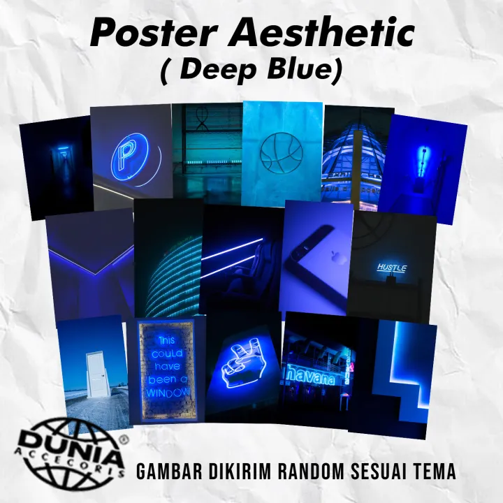 Poster Dinding Kamar A6 Paket ISI 16pcs TEMA DEEP BLUE Dekorasi Kamar ...