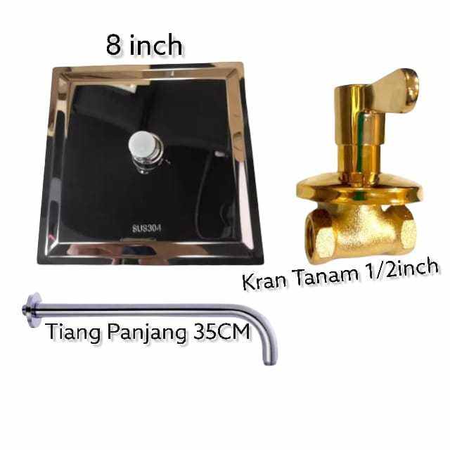 Wall Shower Set Besar Stainlees Plus Kran Tanam Kuningan Plus Tiang ...