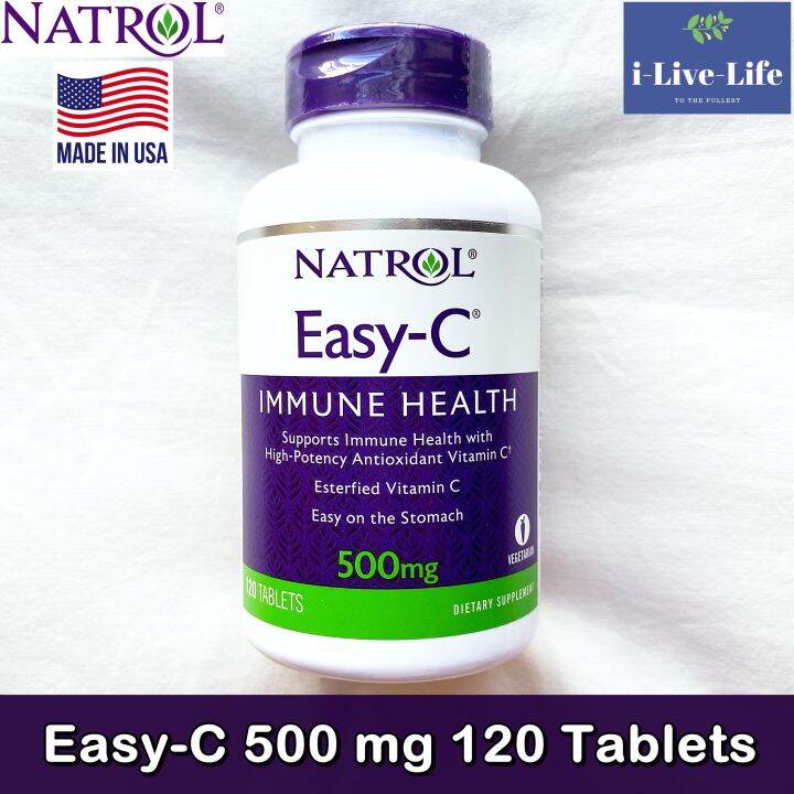 วิตามินซี Easy-C 500 mg 120 Tablets - Natrol วิตามินซี + แคลเซียม ...