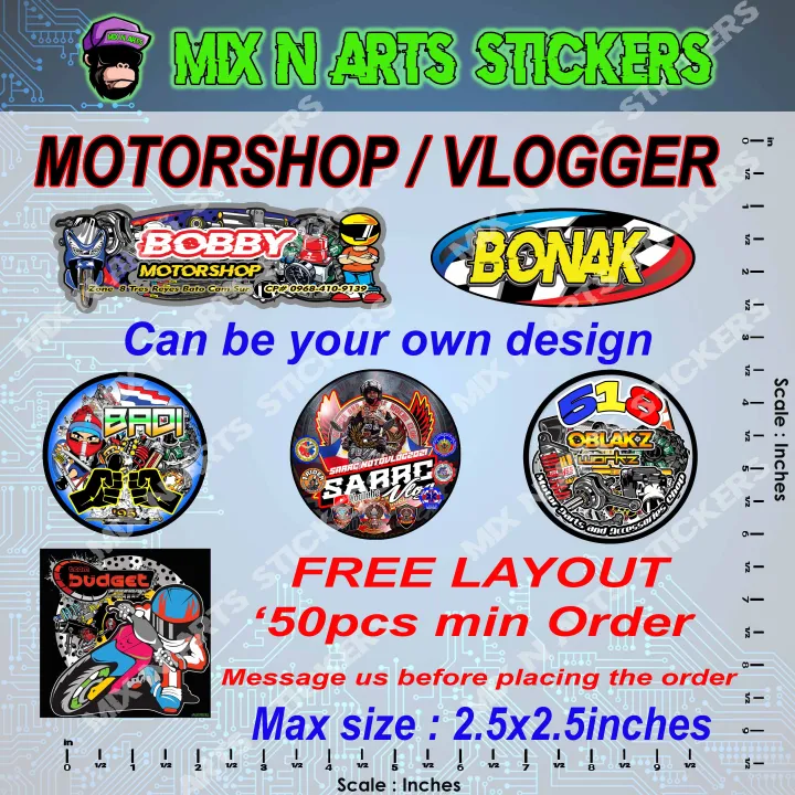 MotorShop Vlogger Logo Laminated Vinyl Sticker SOLD per 50pcs | Lazada PH