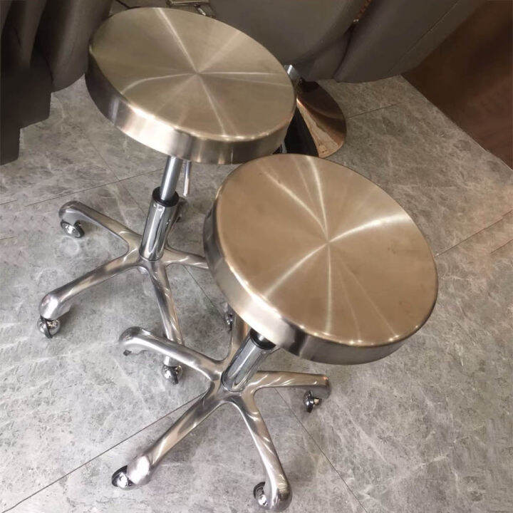 Stainless steel wire drawing beauty stool lifting rotating barber chair ...