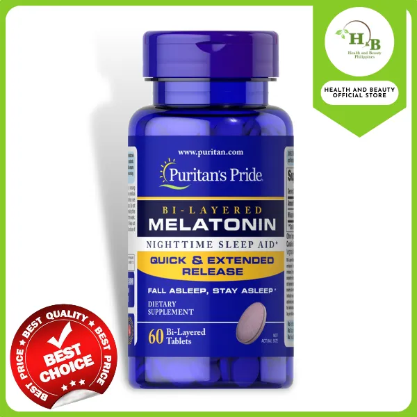 Puritans Pride Melatonin Bi-Layered Quick and extended release Sleep 60 ...