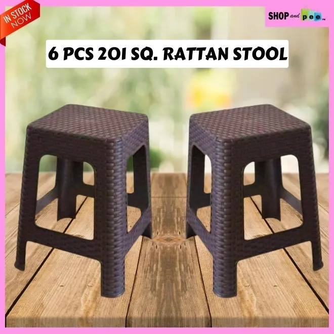 6 PCS 201 SQUARE RATTAN STOOL / SQUARE RATTAN STOOL SET/ CHAIR | Lazada PH