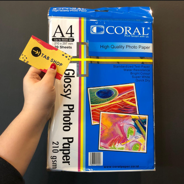 TAB SHOP - CORAL GLOSSY PHOTO PAPER 210 GSM 20 SHEETS A4 - KERTAS FOTO ...