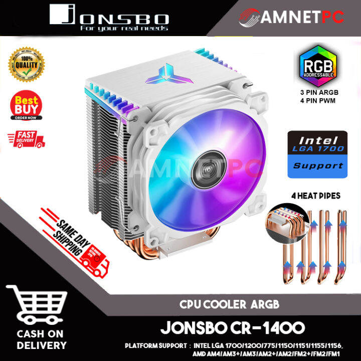 AMNETPC CPU COOLER JONSBO CR1400 CPU cooler radiator 3pin 5v ARGB white ...