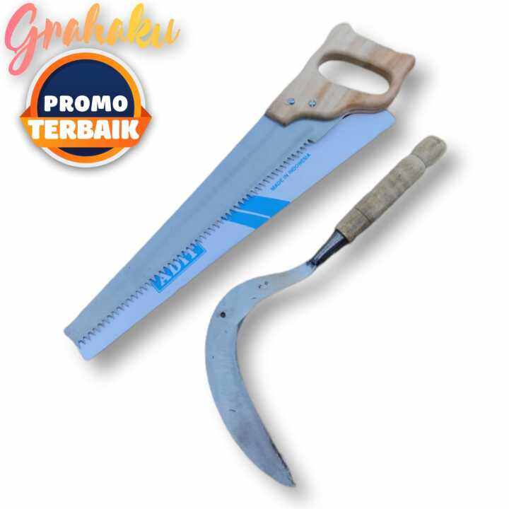 Paket 2 PCS Gergaji Kayu Super Tajam Dan Sabit Pengaritan Khas Madura ...