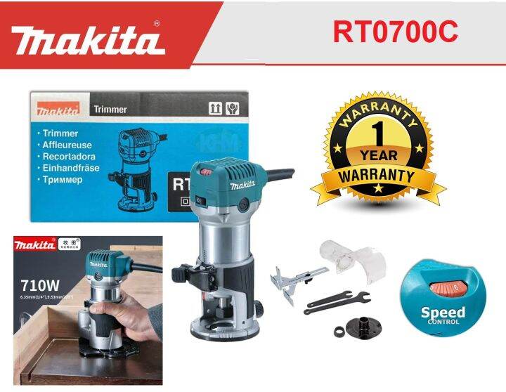 Makita RT0700C (1/4") 6mm / (3/8") 8mm 710W Trimmer | Lazada