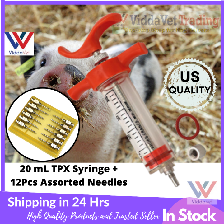 [Injection Set] 20 ml Capacity Veterinary Syringe + 1Dozen Assorted ...
