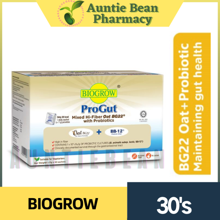 Biogrow [ Progut ] Oat BG22 Hi-Fibre with Probiotics 30 Sachets EXP:04/ ...