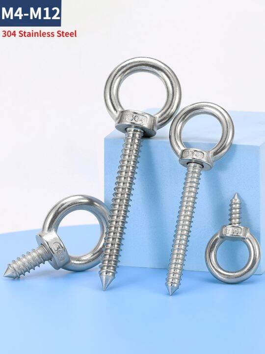 M4- M12 304 Stainless Steel Lifting Eye Screw Ring eyebolt Ring Hooking Bolts Wood End Ring ...