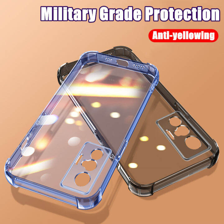 เคสซิลิโคนสีดำสีน้ำเงินนิ่มโปร่งแสงสำหรับ Vivo V2105 V2104 X70pro X70 ...