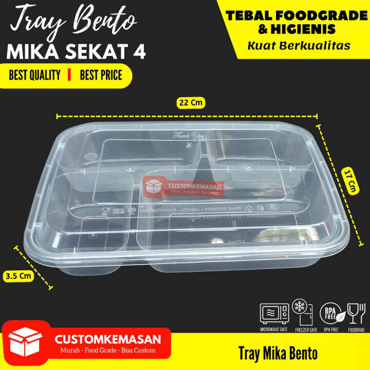 Thinwal Bento Sekat 4 Isi 25 Pcs / Bento Sekat 4 Plastik Thinwall ...