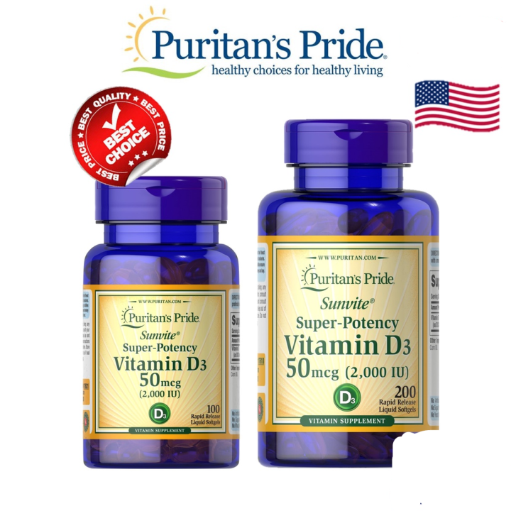 Puritan's Pride Vitamin D3 50 mcg (2000 IU) 100/200 softgels | Lazada.co.th