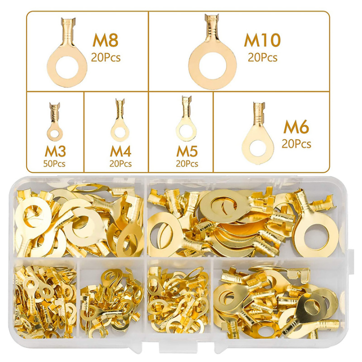 150pcs Ring Lugs Eyes Copper Crimp Terminals Cable Lug Wire Connector ...