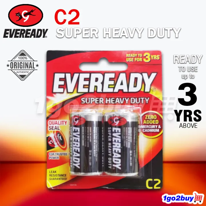 Eveready Super Heavy Duty Battery C R14 1.5V Carbon Zinc Batteries C2 ...