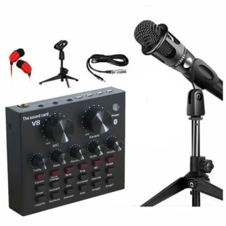 Set Soundcard Bluetooth Mixer Audio V8 Microphone and Handsfree V+8 Mic ...