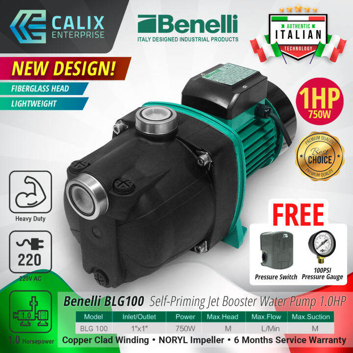 1.0HP 750W Fiberglass Head Head Self-Priming Jet Booster Water Pump - Benelli BLG-100 | Lazada PH