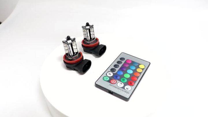 2ชิ้น H11 LED RGB 5050ชิป H1 LED RGB H3 LED RGB h7d รถยนต์หลอดไฟกระพริบ ...