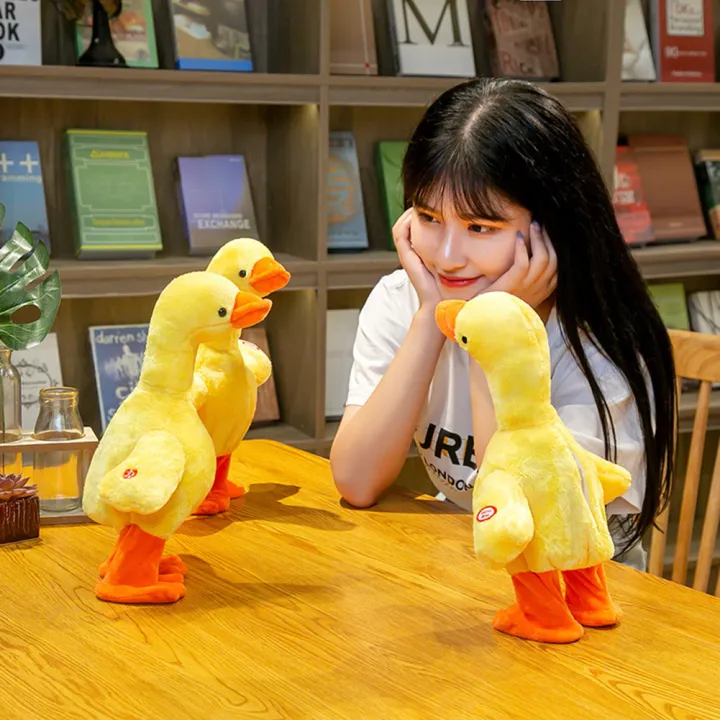 Soft Plush Talking Duck Doll Battery Powered Dancing Singing Repeat ...