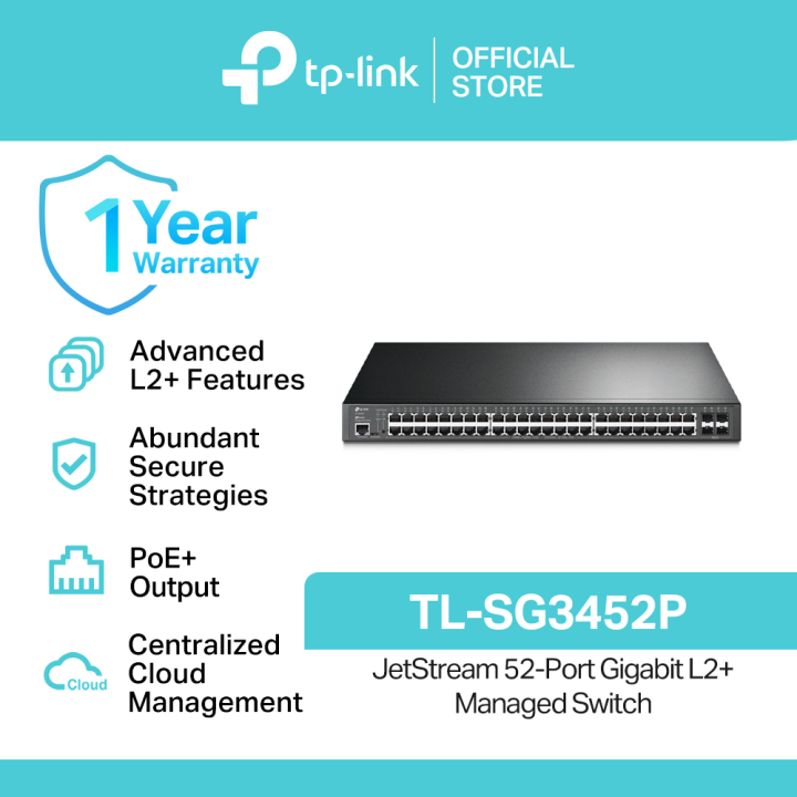 TP-Link TL-SG3452P JetStream 52-Port Gigabit L2+ Managed Switch with 48 ...