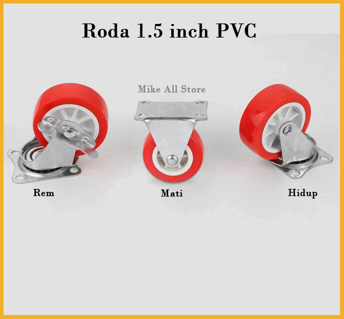 Roda PVC 1.5 inch (Mati-Hidup-Rem) CASTER Taiwan Roda Troli Nilon /pc ...