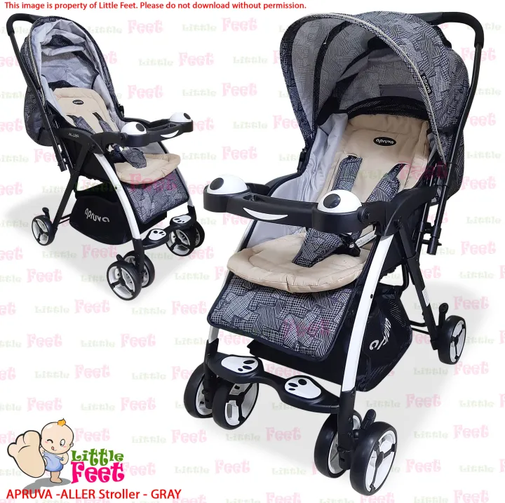APRUVA ALLER Stroller GRAY - Reversible , Reclinable with 5 ways safety ...