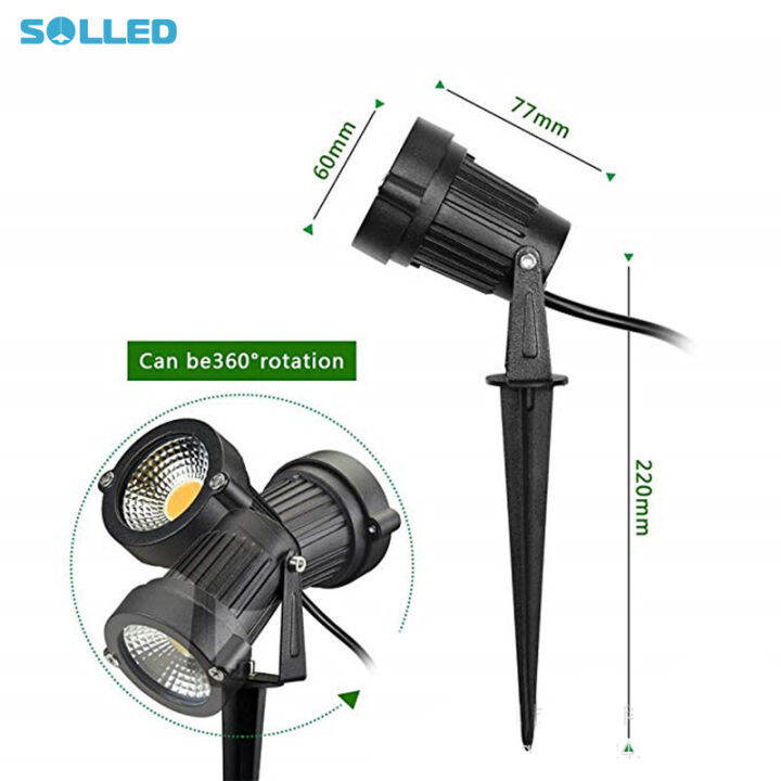 SOLLED ไฟเดือยแหลม5W COB,ไฟสำหรับสวนสนามหญ้ากลางแจ้งกันน้ำ | Lazada.co.th