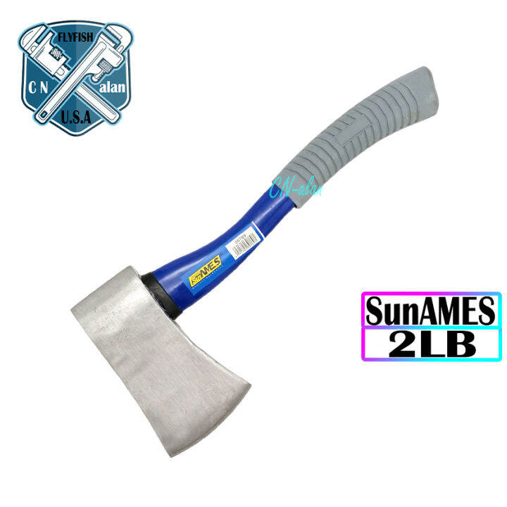 SunAMES steel axe axe (2 LB) with non-slip iron handle for survival ...