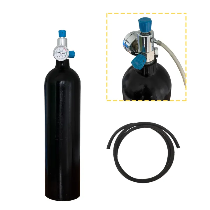 UMEGA ถังอลูมิเนียมบรรจุ CO2 ขนาด 2 ลิตร (มือ2) พร้อมเกจ์ CPV & (บรรจุ ...