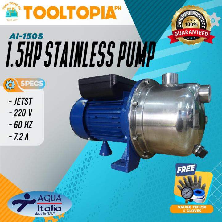 AGUA ITALIA 1.5 HP Stainless Pump AI-150S with High quality and Freebies | Lazada PH