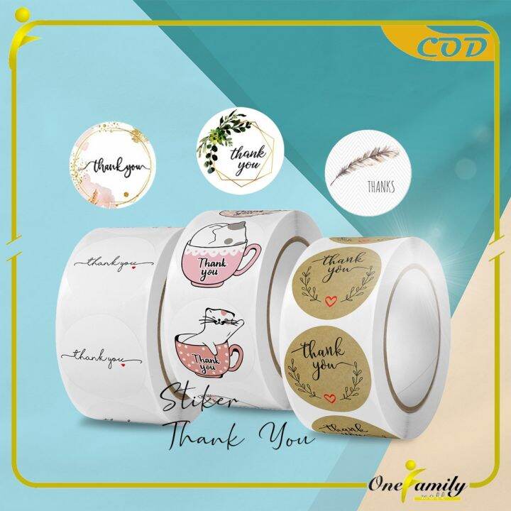 ONE-C817 Sticker Thank You 1 Roll 500PCS Stiker Label Makanan Tulisan ...