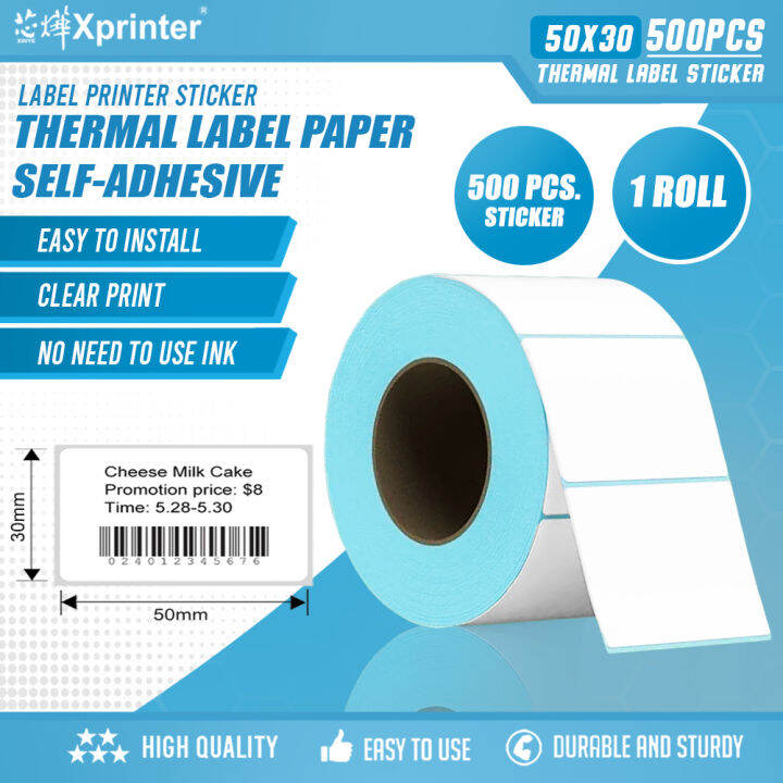 Xprinter 50X30mm Thermal Label Sticker Paper 50mmX30mm Thermal Adhesive ...