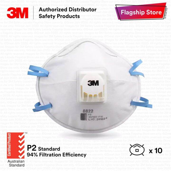 3M 8822 P2 Standard Particulate Disposable Respirator with Cool Flow Valve/ Similar to N95 ...