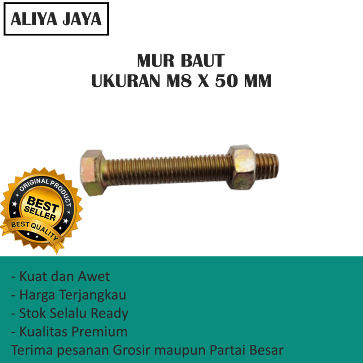 MUR BAUT UKURAN M8 X 50 MM KNG MURAH (HARGA PER 10 PCS) | Lazada Indonesia