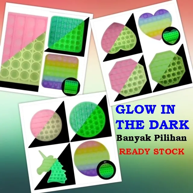 Glow in The Dark Popit Pop It Fidget Luminous Toy Push Pop Bubble ...