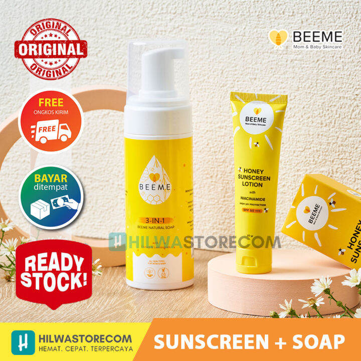 PAKET HEMAT BEEME SUNSCREEN SPF50 + BEEME NATURAL SOAP 3 IN 1 - BEEMEE ...