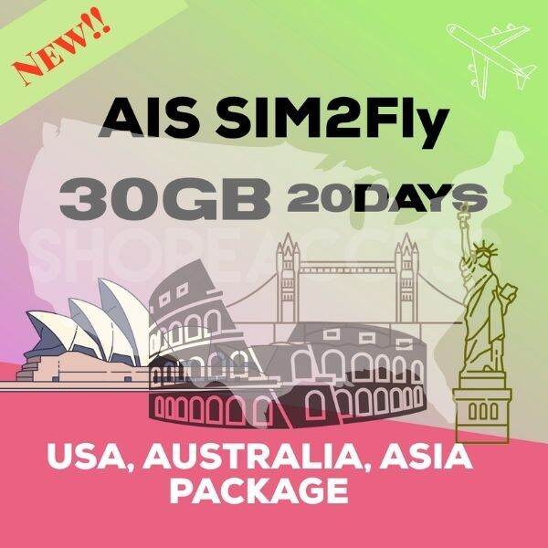 5G READY AIS Sim2Fly Sim card USA, Australia, Asia 30GB 20days BY ...